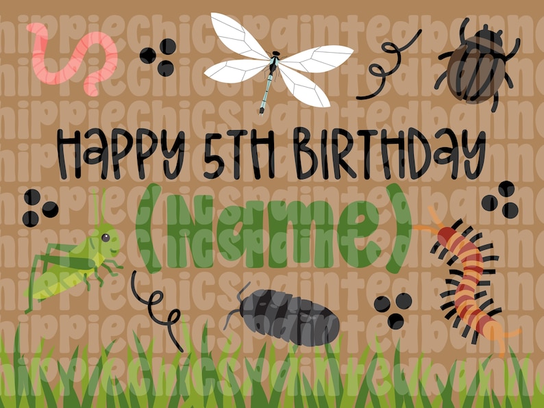 Bug Birthday Banner Mockup - Canva File - Etsy