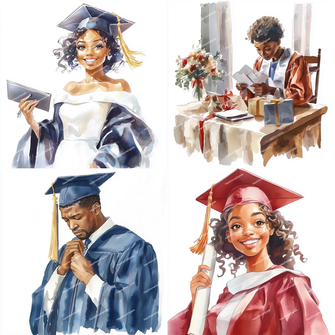 African American Graduation Clipart – High School and College Graduates ...