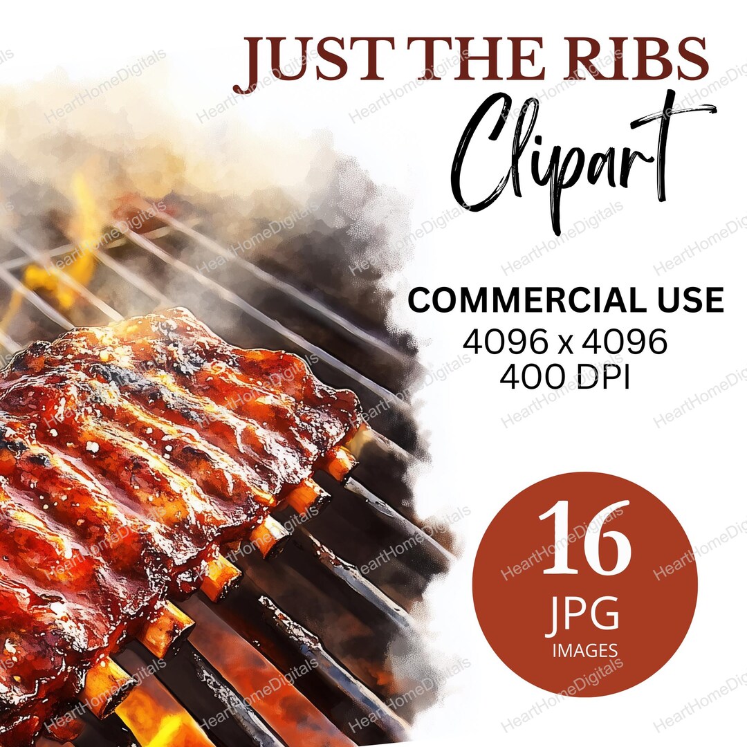 BBQ Ribs Clipart | Watercolor Grilled Ribs | Southern Soul Food Art ...