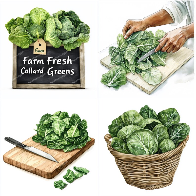 30 Collard Greens Clipart | High Quality Jpgs | Digital Download ...