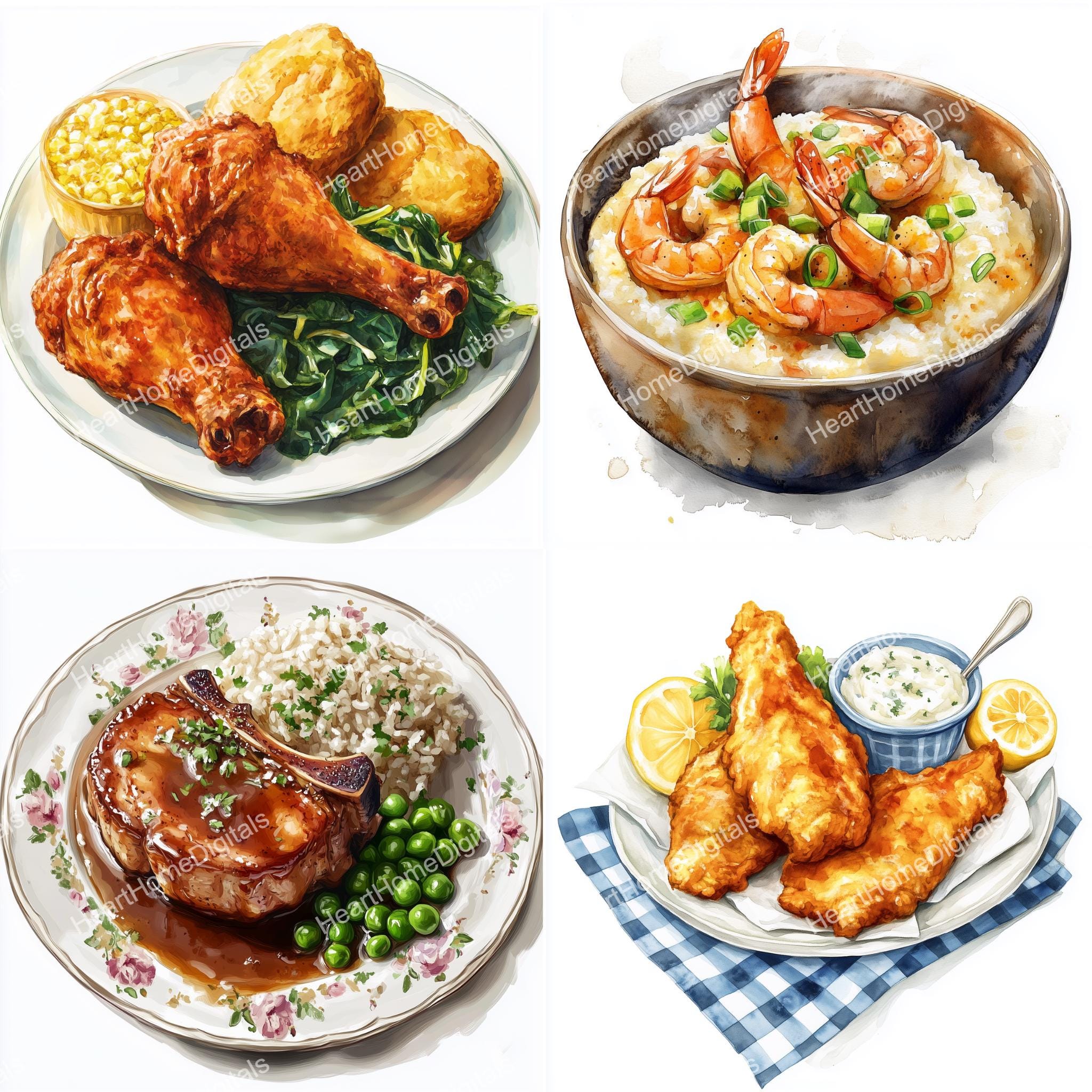 30 Southern Comfort Food Clipart | Soul Food Main Dishes | Fried ...