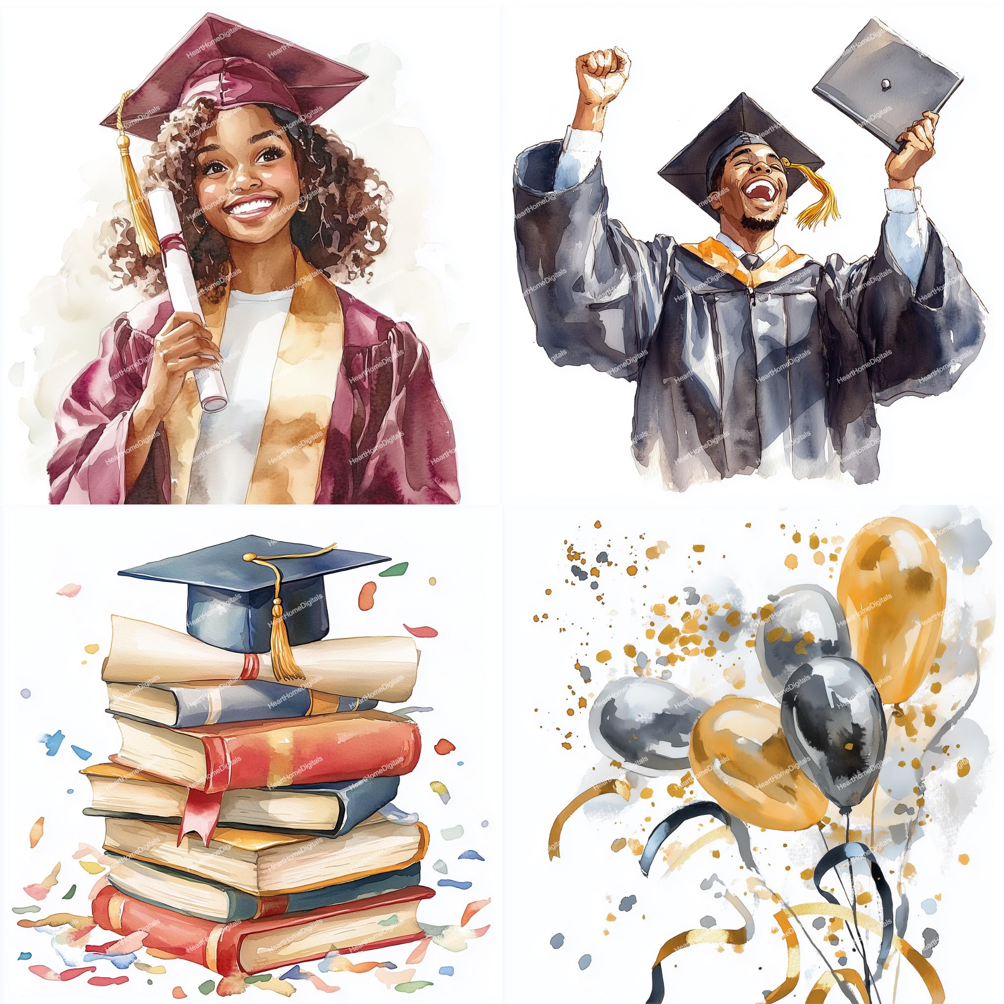 African American Graduation Clipart – High School and College Graduates ...