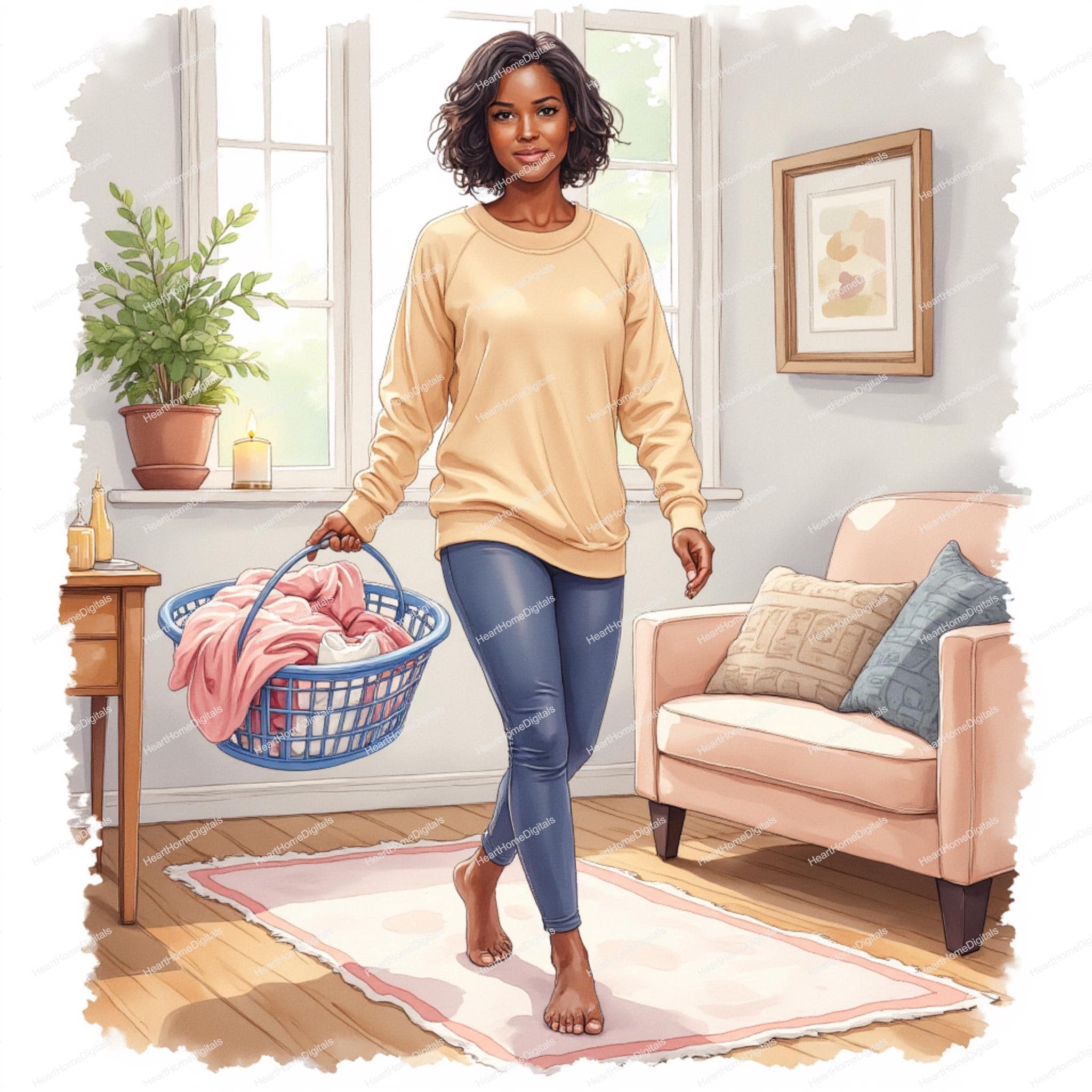 Cozy Laundry Day Clipart | 15 Jpgs of Black Women Homemaking Moments - Etsy