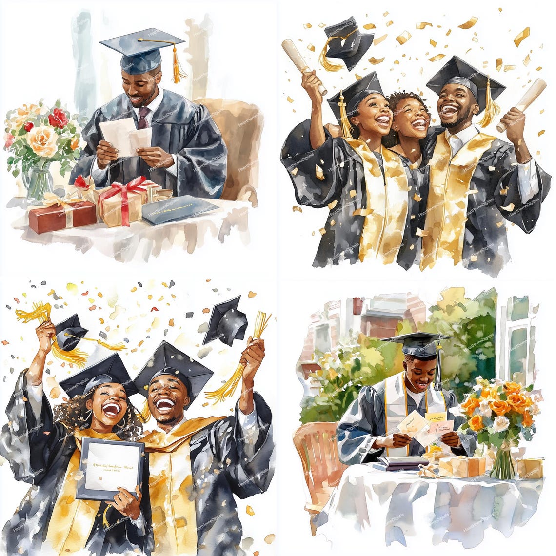 African American Graduation Clipart – High School and College Graduates ...