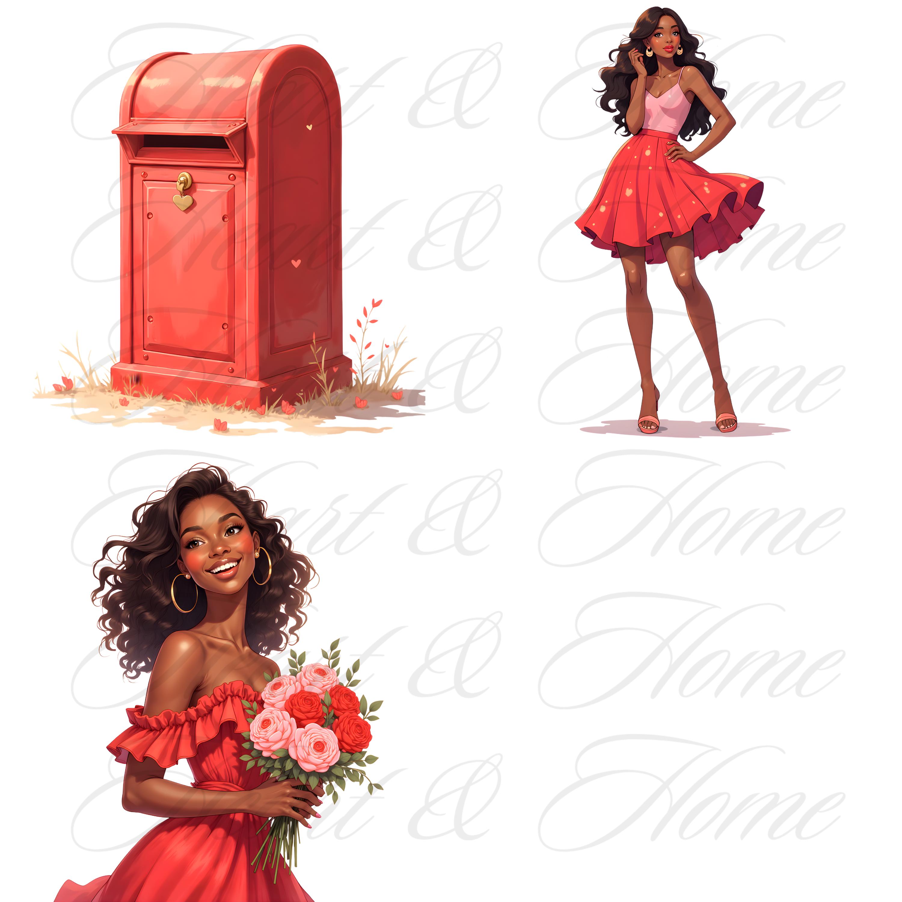 Love Day Clipart Set | Planner Girl Valentine Pngs | Pink Romance ...