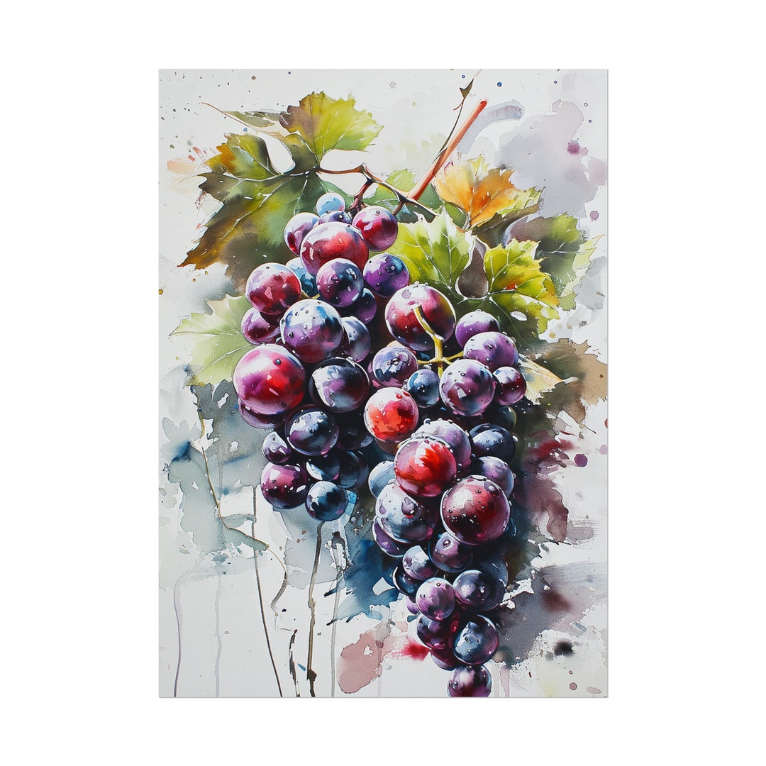 Grapes Print Fruit Painting Watercolor Still Life Kitchen Wall Decor - Etsy