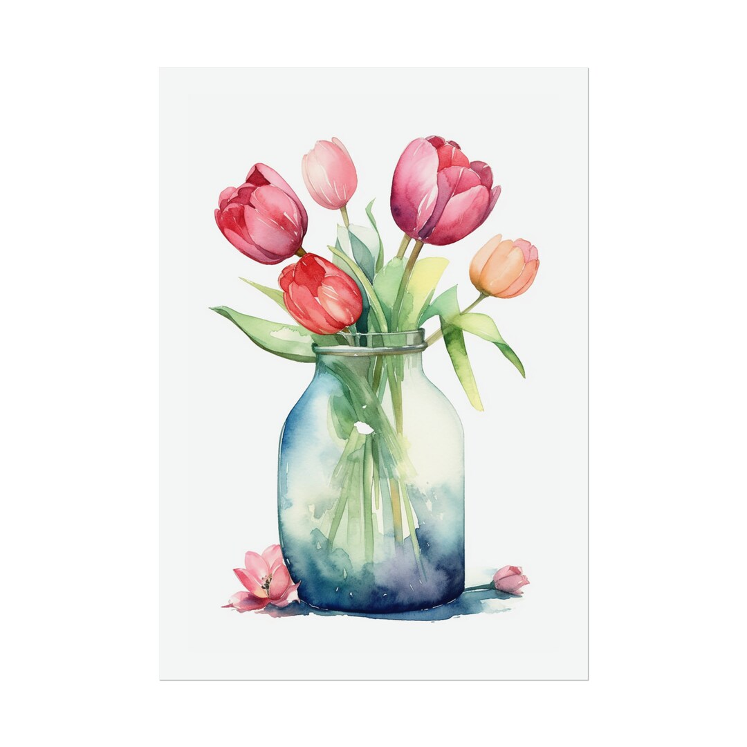 Red Tulip Print Spring Flower Wall Art Flower Bedroom Wall Decor - Etsy
