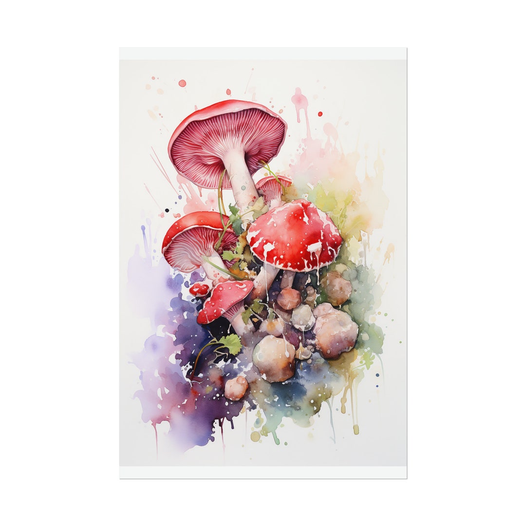 Mushroom Painting Fly Agaric Wall Art Fungus Print Nature Wall - Etsy