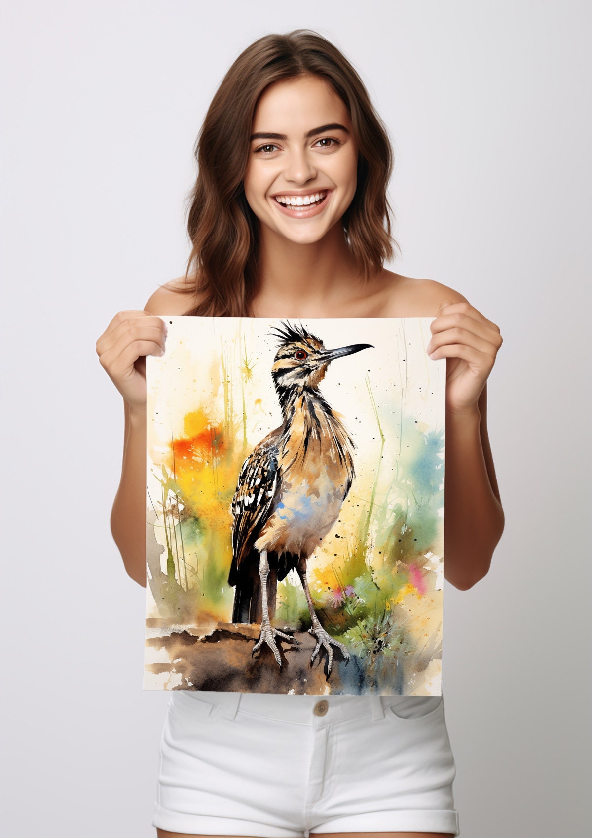 Roadrunner Painting American Bird Watercolor Southwestern Wall Art ...