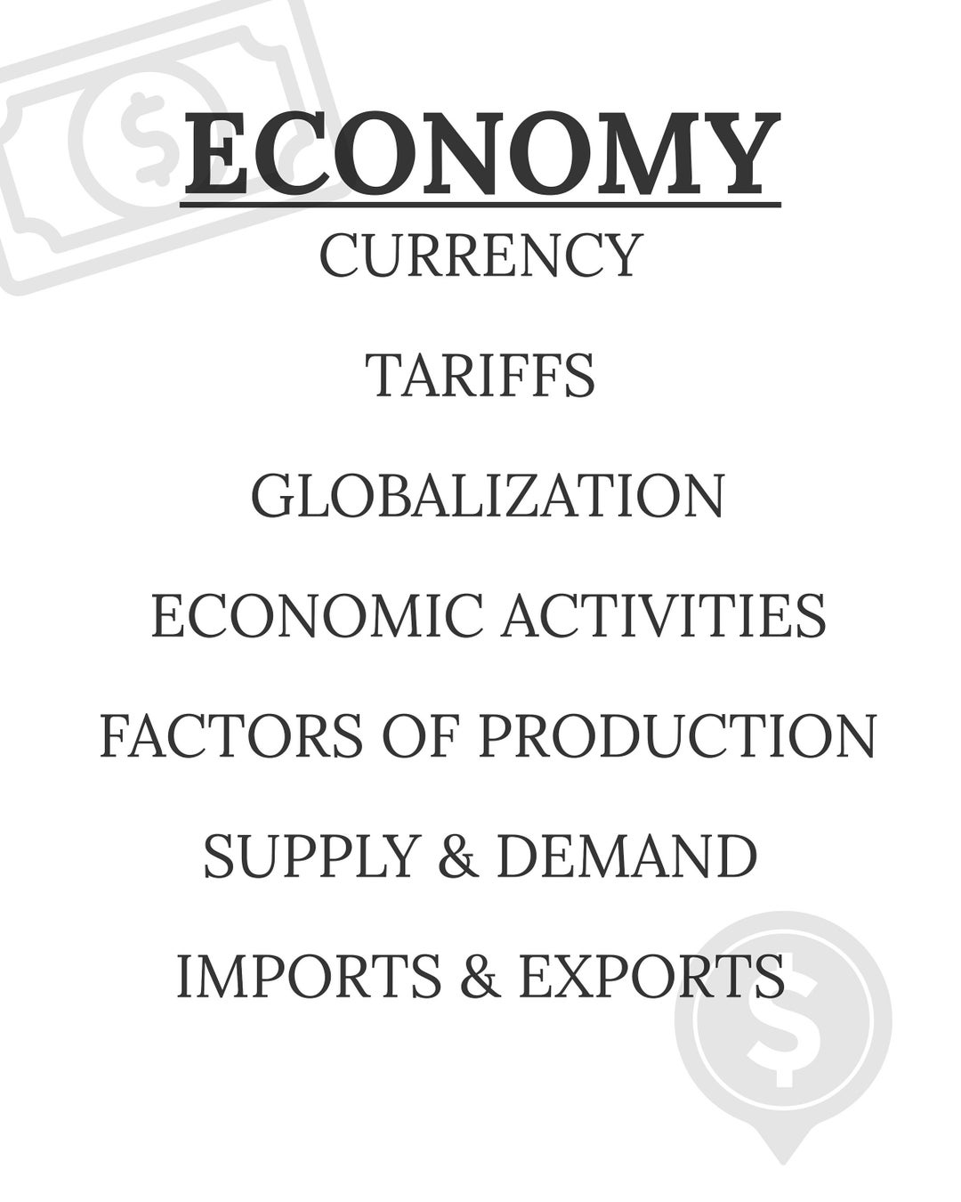 Economy Traits Anchor Chart - Etsy