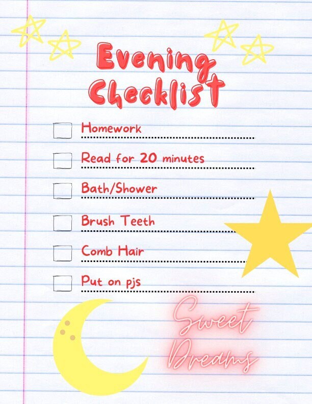 Kids Bedtime Checklist | Printable | Instant Download - Etsy