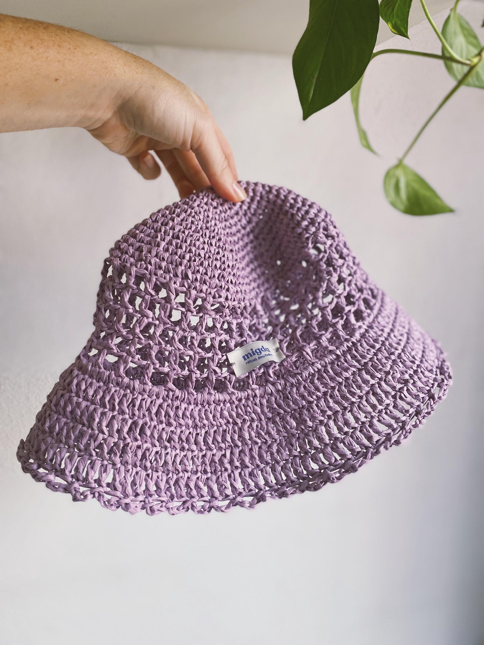 Crochet Raffia Bucket Hat - Eco-friendly Summer Hat - Beige, Lilac ...