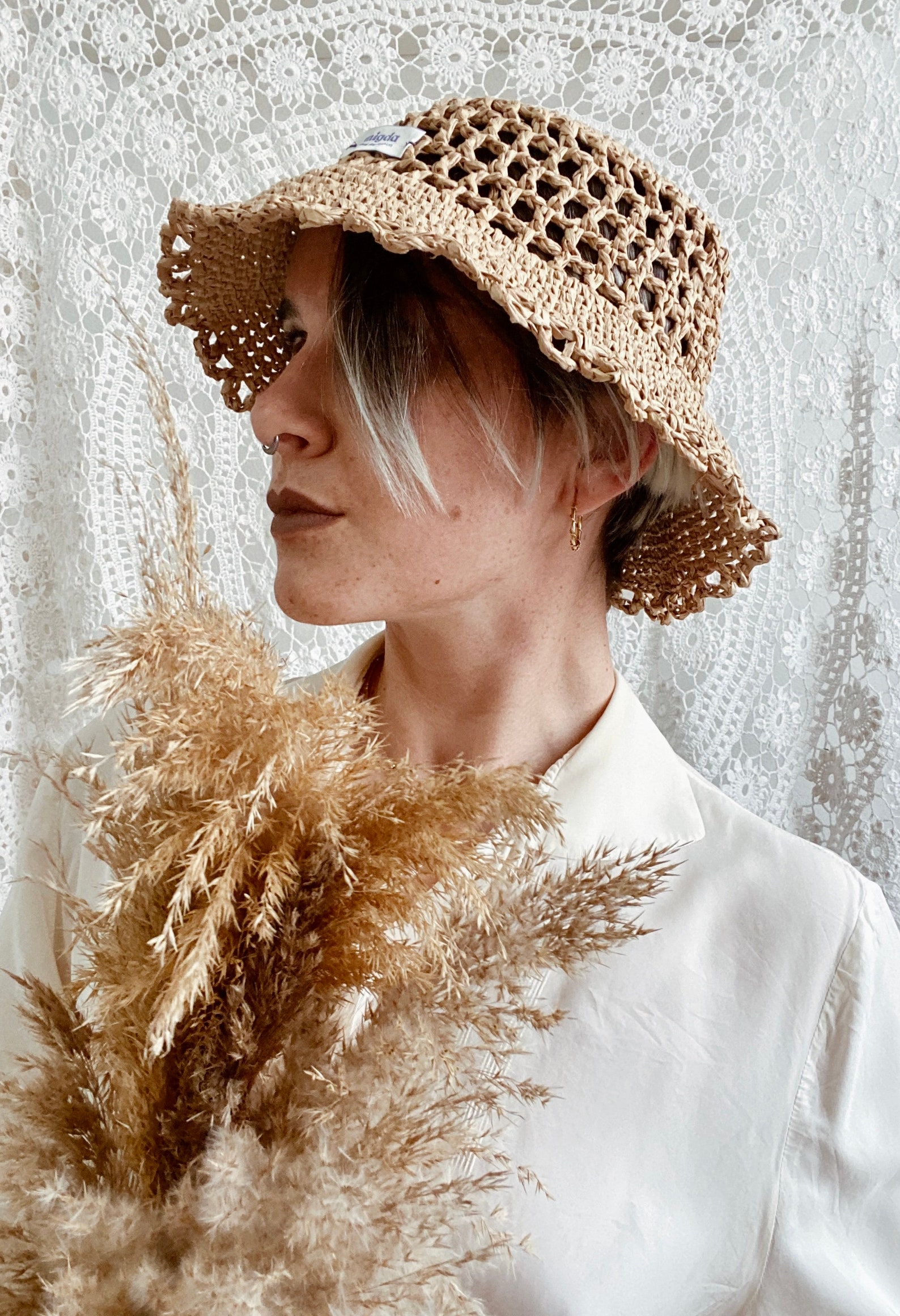 Crochet Raffia Bucket Hat - Eco-friendly Summer Hat - Beige, Lilac ...