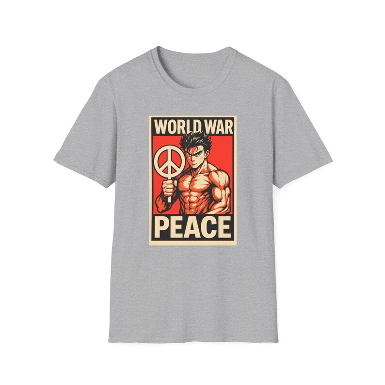 World War Peace Poster Style Peace Sign Muscle Man T-shirt | Retro ...