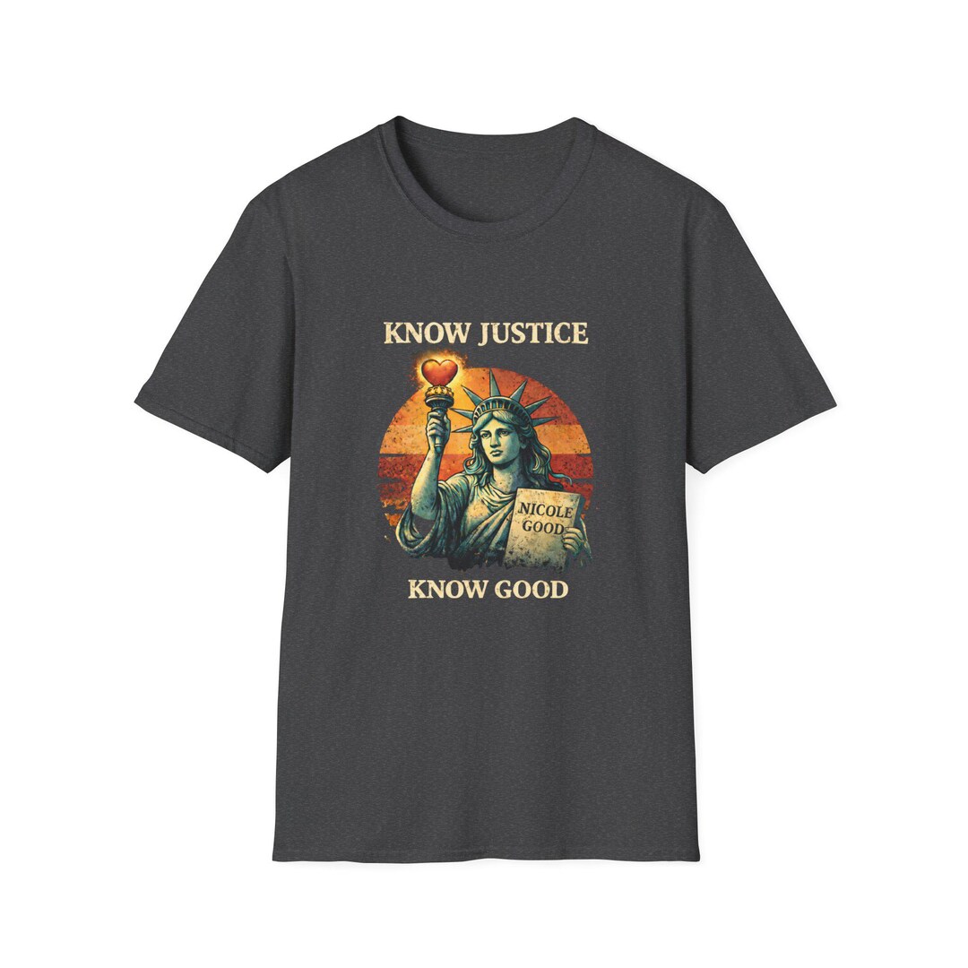 Know Justice Know Good Statue of Liberty T-shirt | Retro Sunset Graphic ...