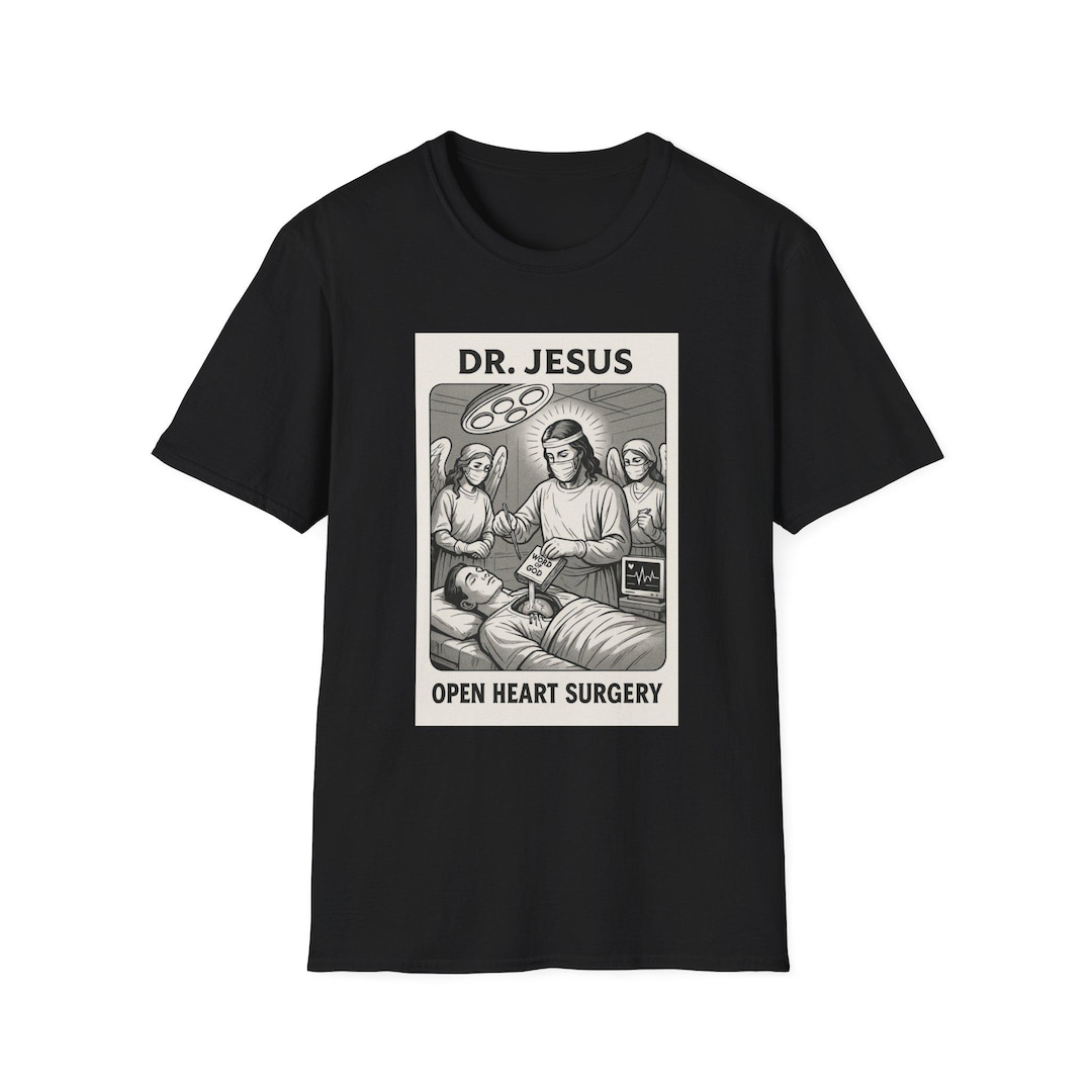 Dr Jesus Open Heart Surgery T Shirt Medical Religious Illustration
