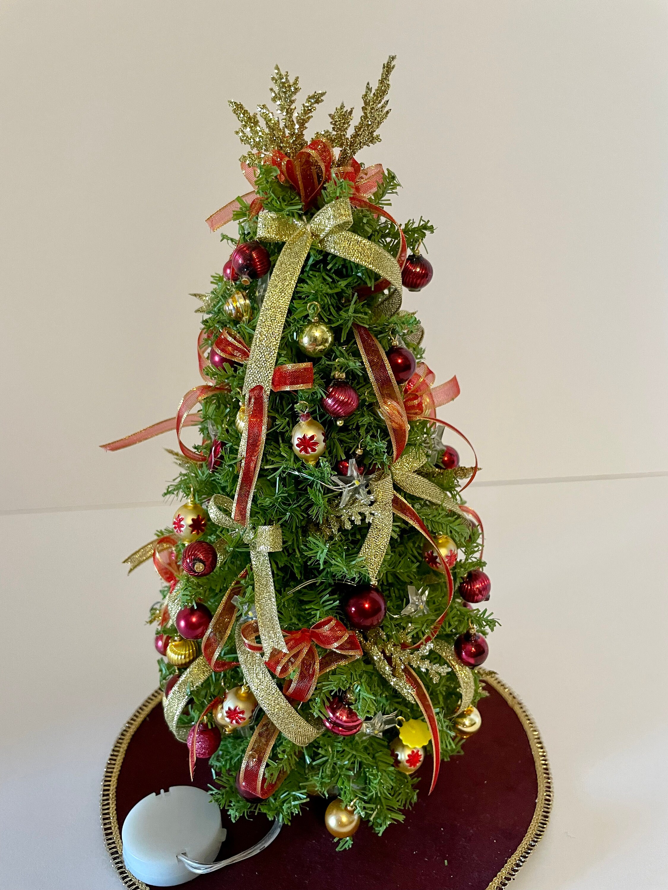 Artisan Made Dollhouse Miniature Christmas Tree Red & Gold - Etsy