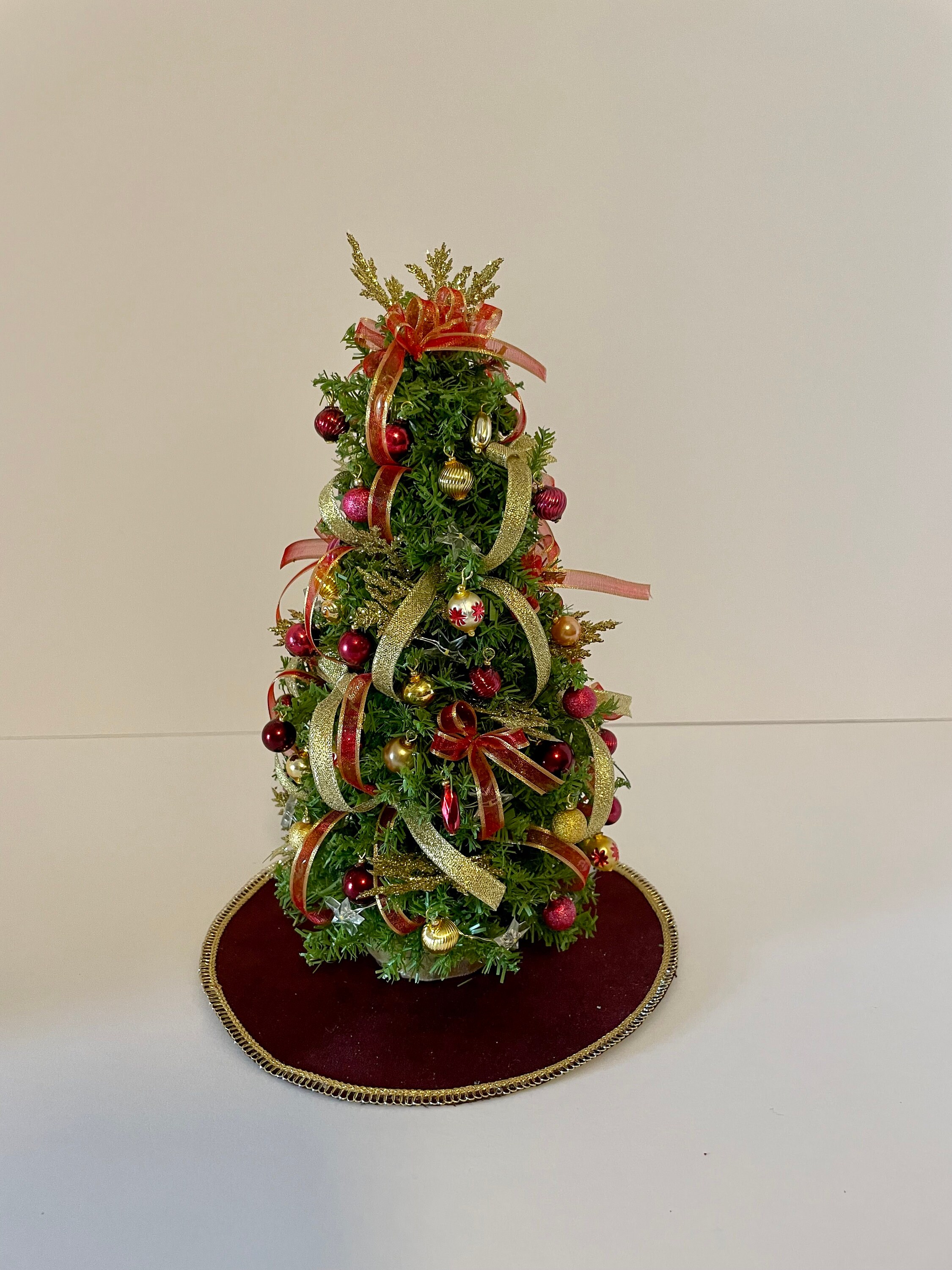 Artisan Made Dollhouse Miniature Christmas Tree Red & Gold - Etsy