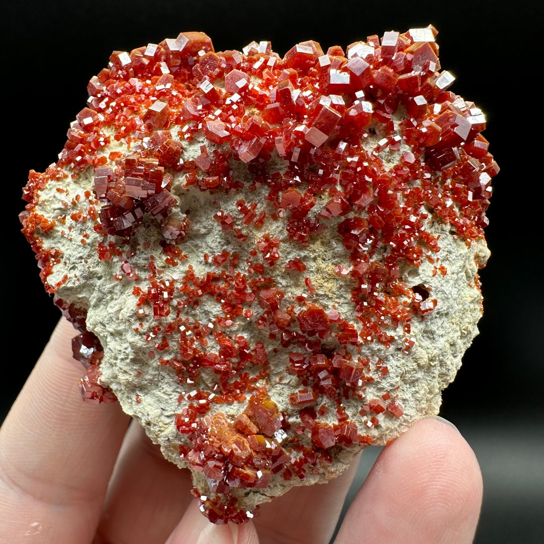 Moroccan Vanadinite Specimen: Red Hexagonal Crystals - Etsy