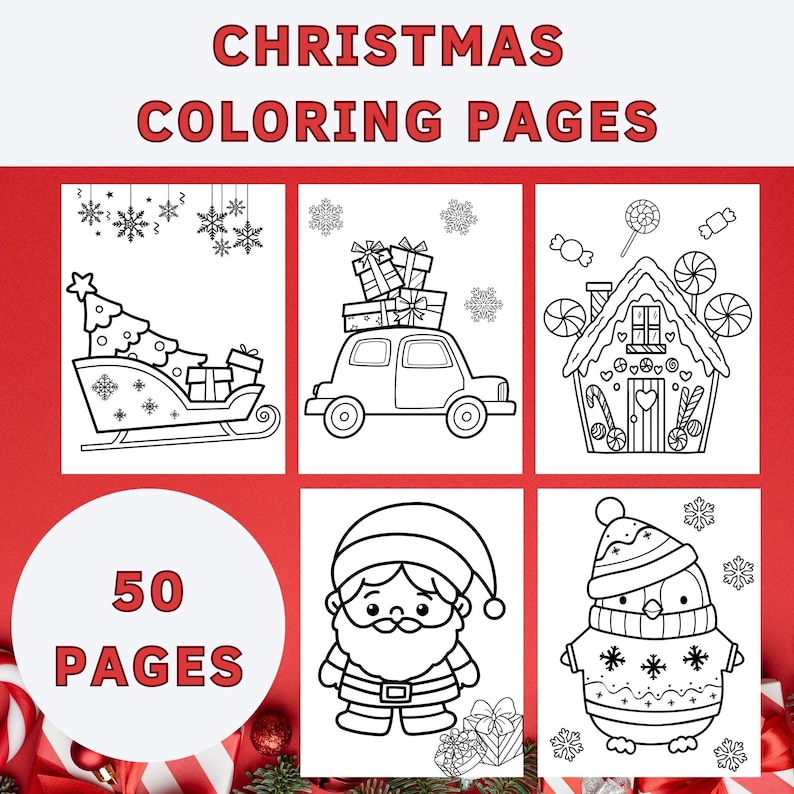 Christmas Coloring Pages Printable, Christmas Colouring Book, Holiday ...