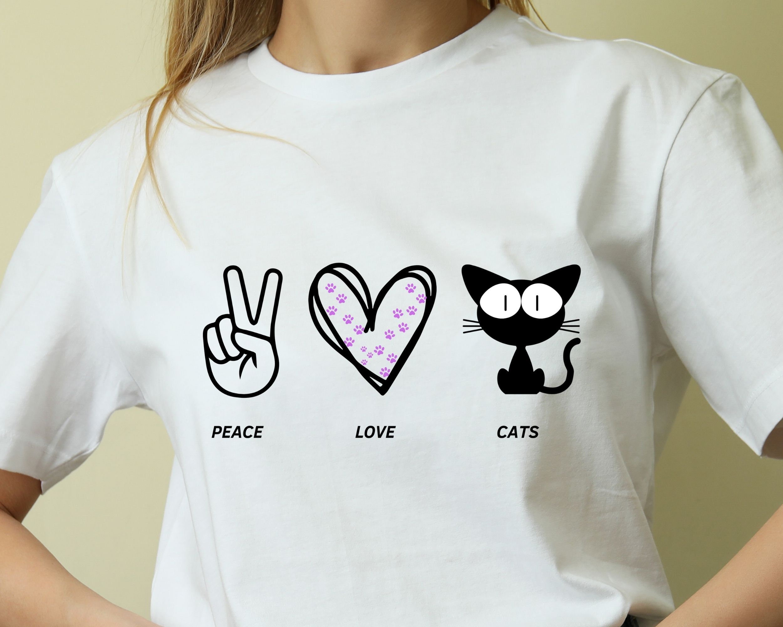 Peace Love Cats Svg Cartoon Cat Svg Silhouette Peace Love - Etsy