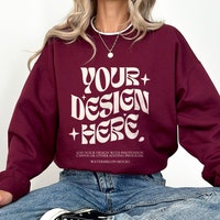 Flatlay Gildan 18000 Maroon Mockup, Fall Gi18000 Maroon Mockup ...