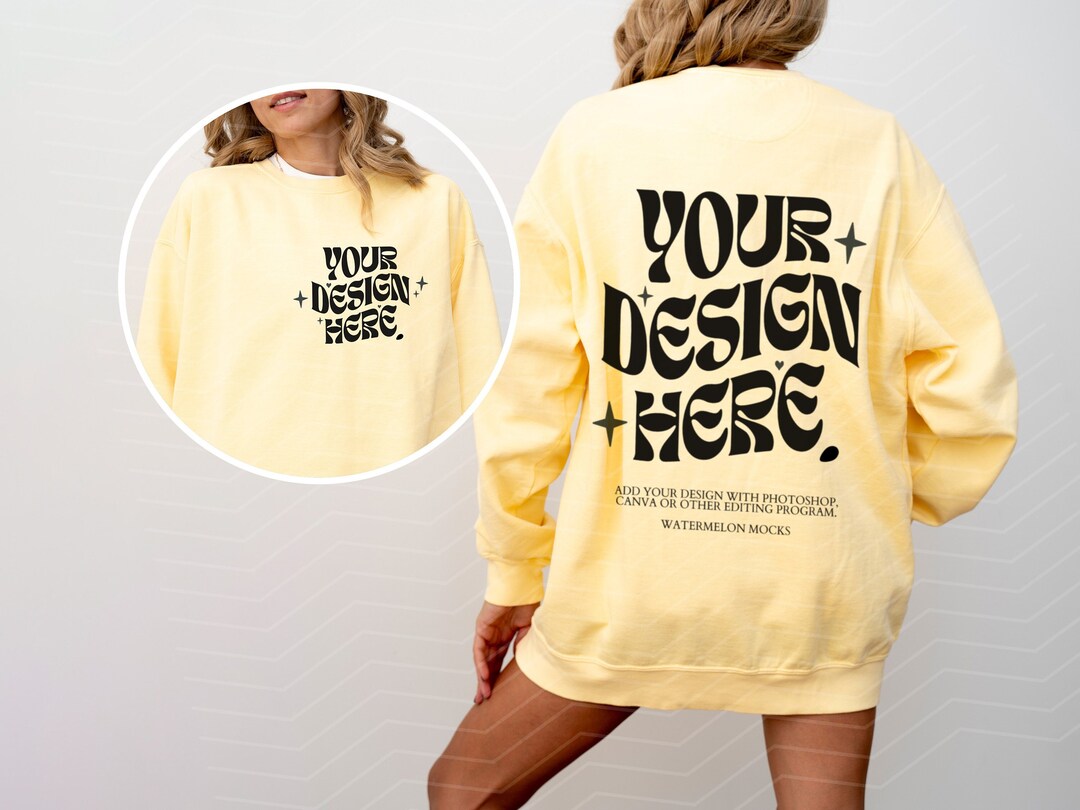 Front Back Comfort Colors 1566 Butter Mockup Front and Back Butter ...