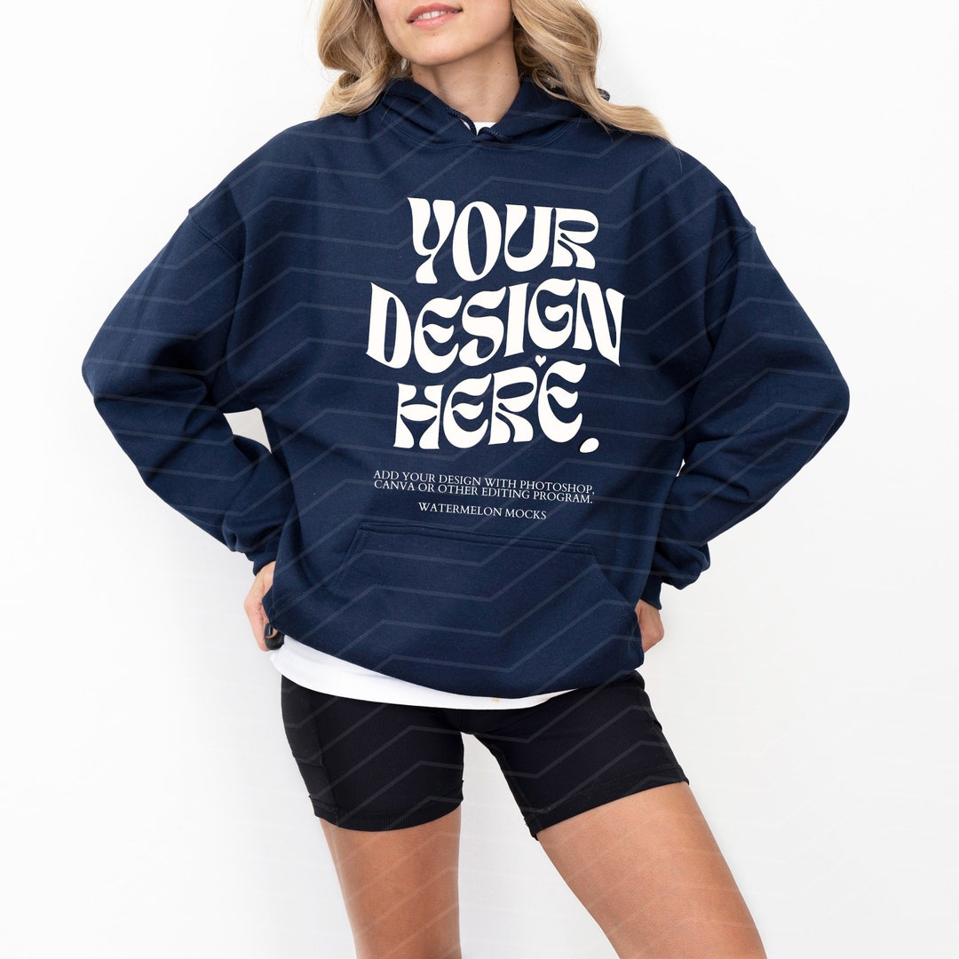 Gildan 18500 Navy Gildan Mockup Navy Hoodie Mockup Navy 18500 Hoodie ...