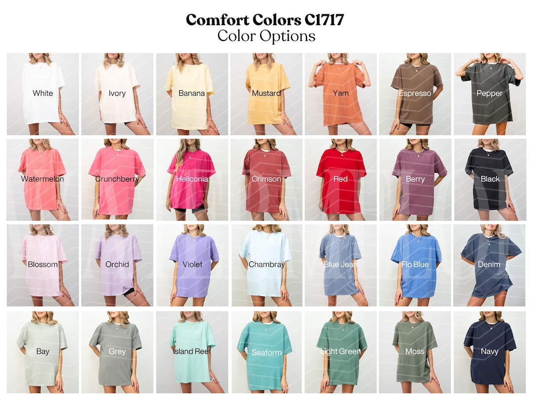 Comfort Colors C1717 Color Chart PNG Digital Download Mockup Color ...