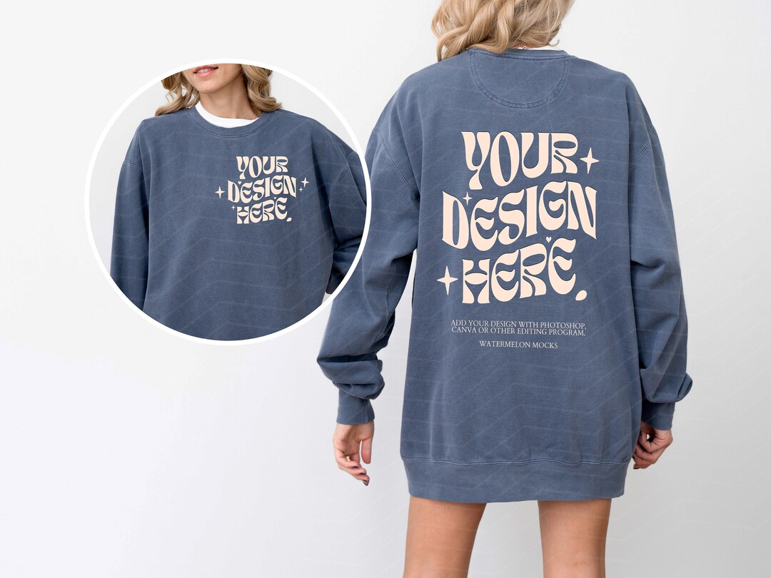 Front Back Comfort Colors 1566 Denim Mockup Front and Back Denim Mockup ...