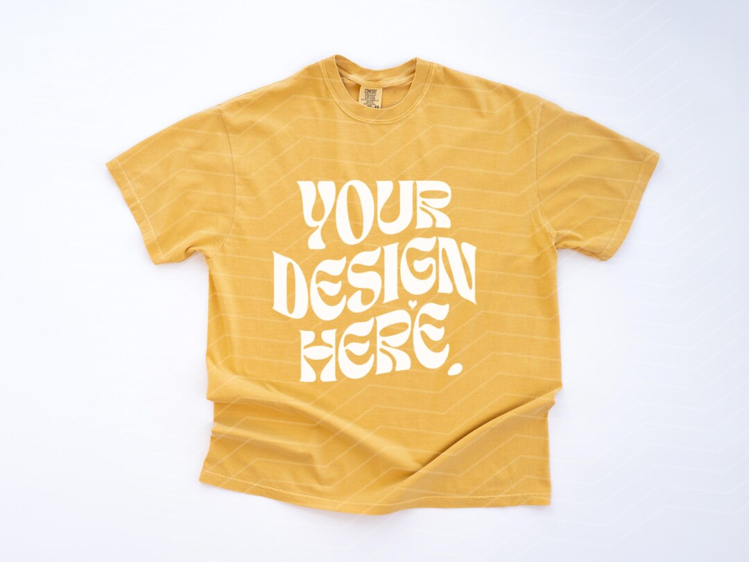 Comfort Colors 1717 Mustard Mockup Mustard C1717 Shirt Flat Lay Mockup ...