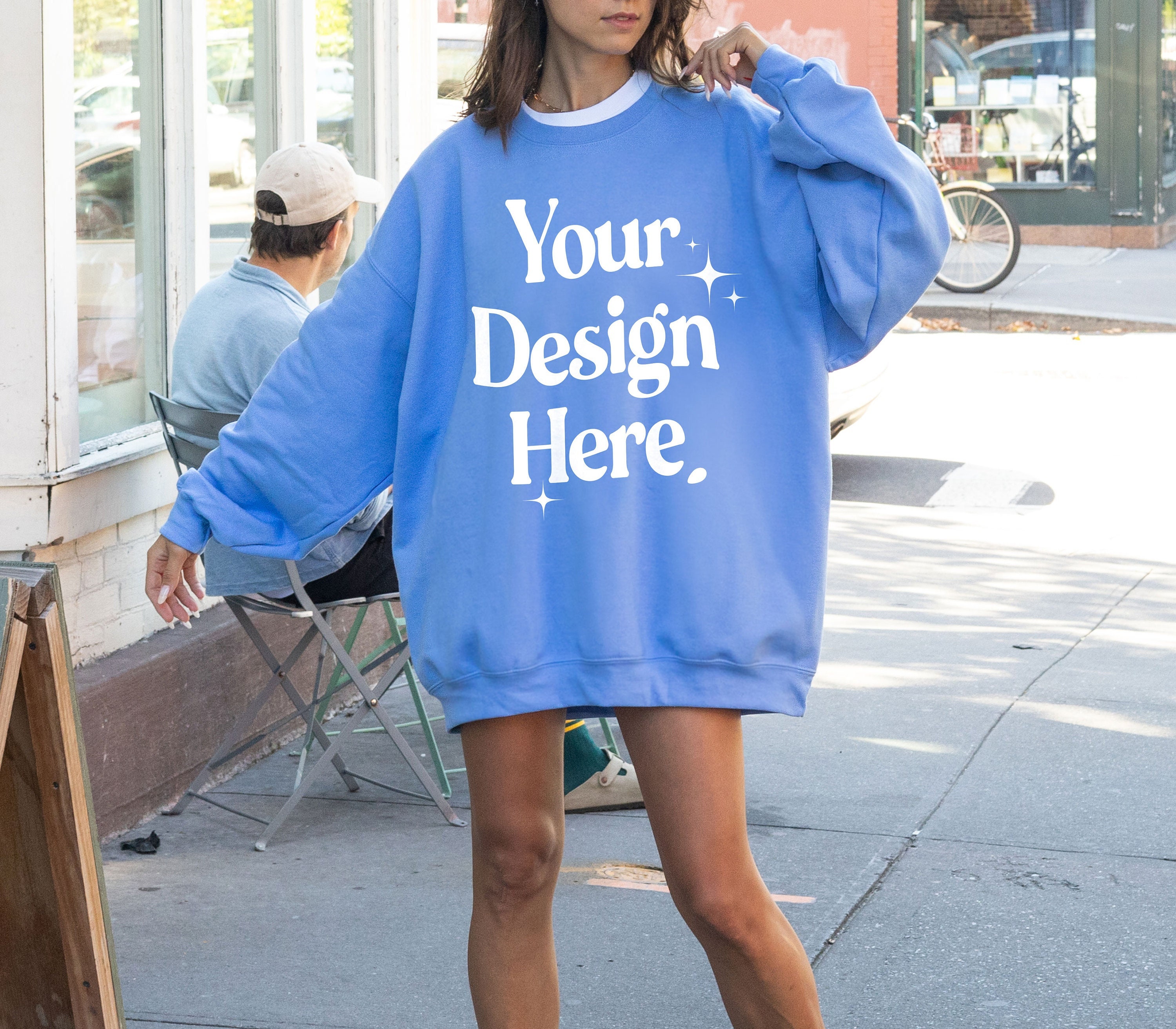Gildan 18000 Carolina Blue Mockup Oversized Carolina Blue - Etsy