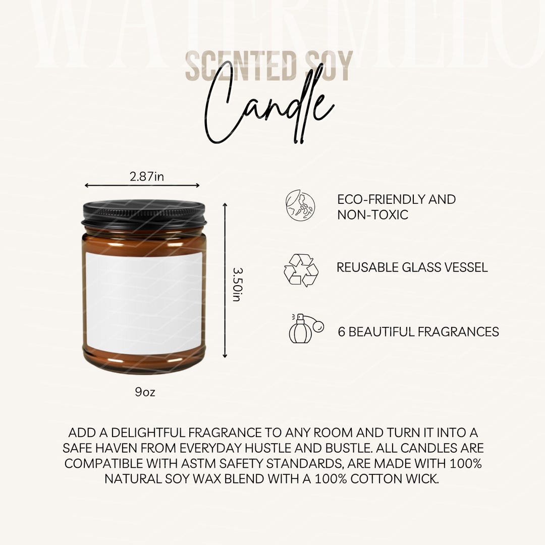 Scented Soy Candle Size Chart and Product Details Candle Size Guide and ...