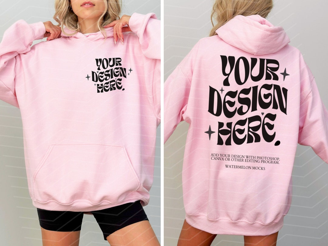 Light Pink Gildan Front Back Hoodie Gildan 18500 Mockup Print on Back ...