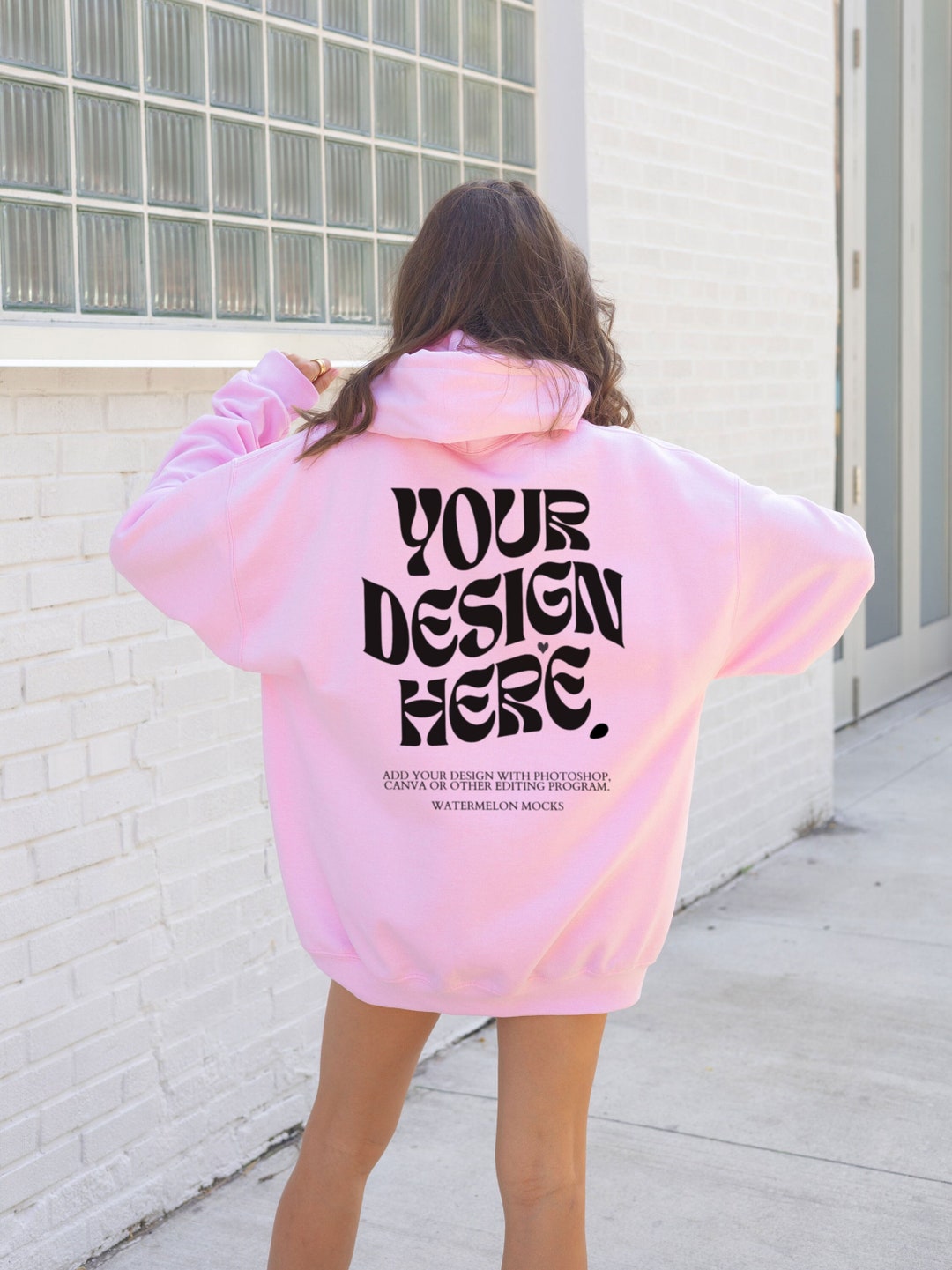 Gildan 18500 Light Pink Hoodie Mockup Back of Hoodie Mockup Pink ...