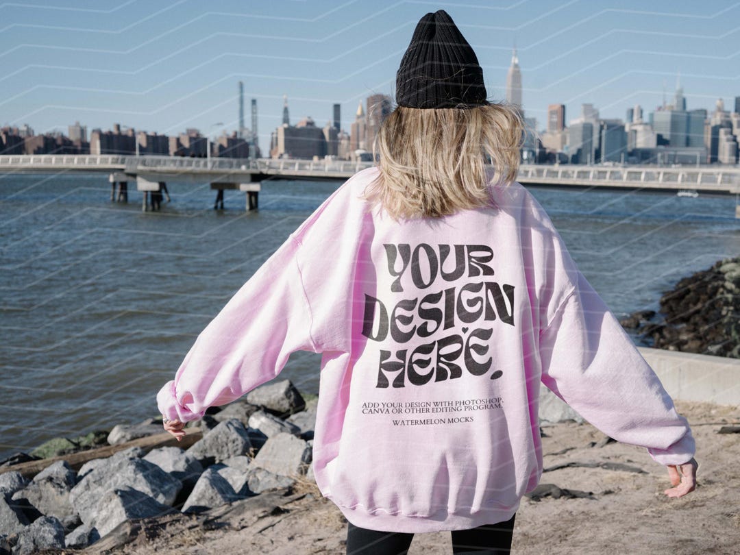Gildan 18000 Light Pink Back Mockup Sweatshirt Mockup Oversized Mockup ...