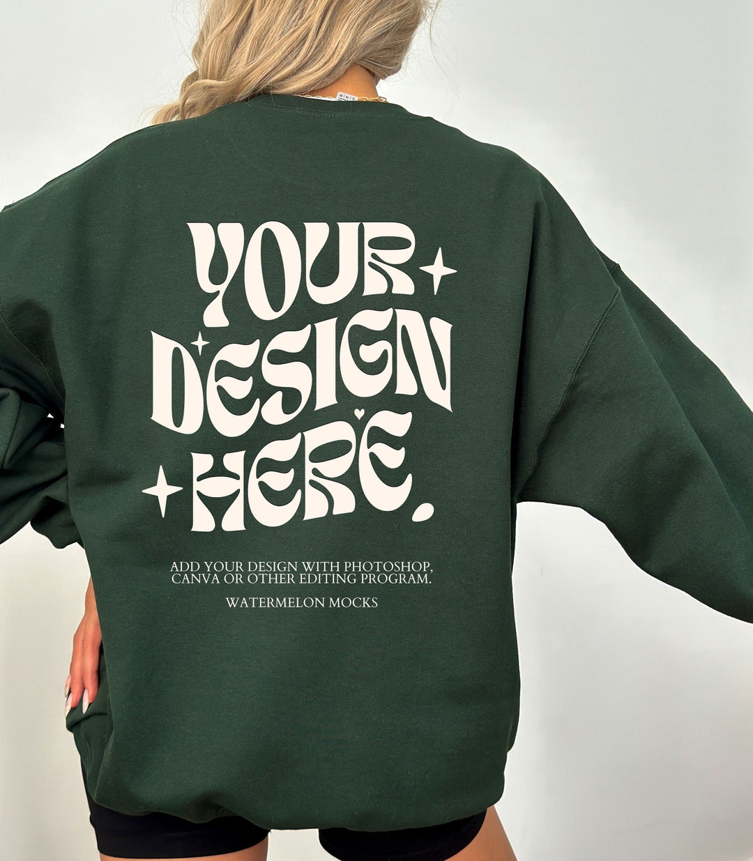 Gildan 18000 Back Green Mockup Green Sweatshirt Back Mockup Oversized ...
