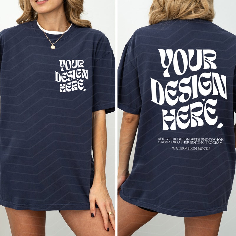 Navy Blue Front and Back T Shirts - Etsy