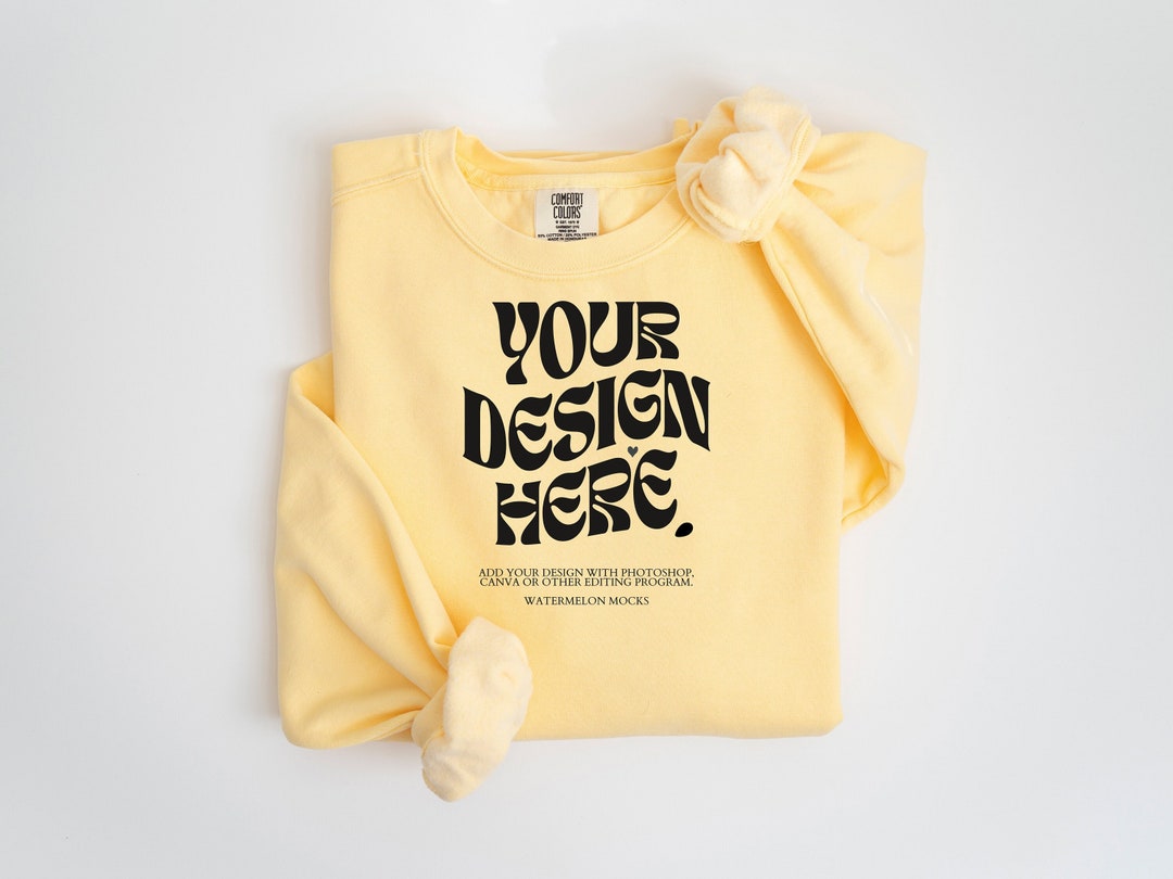 Comfort Colors 1566 Butter Mockup Comfort Colors Butter Folded ...