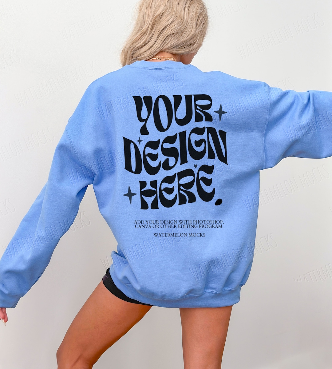 Back Gildan 18000 Back Sweatshirt Carolina Blue Mockup Carolina Blue ...