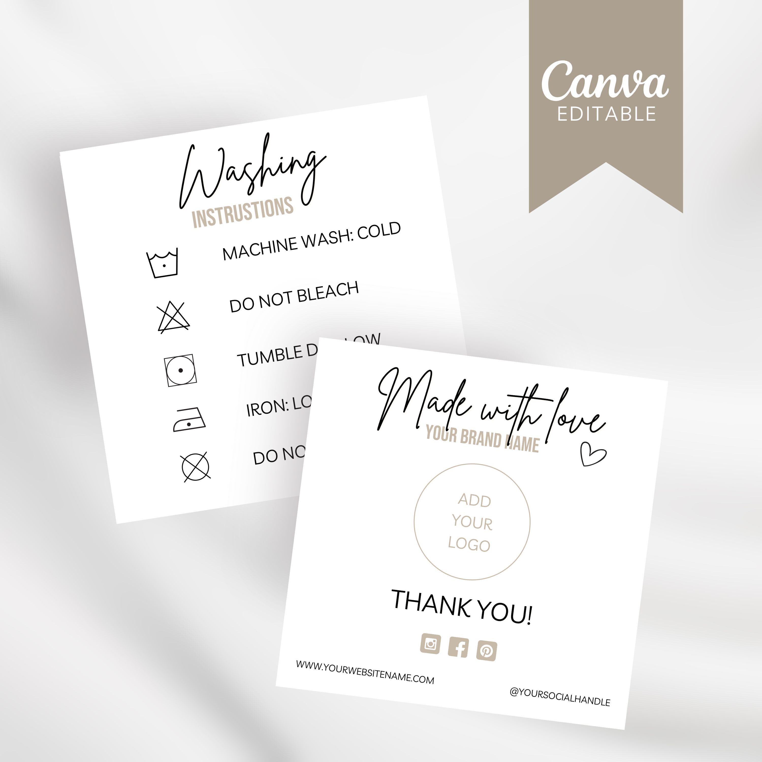Editable Comfort Colors Washing Instructions Card Template Printable ...