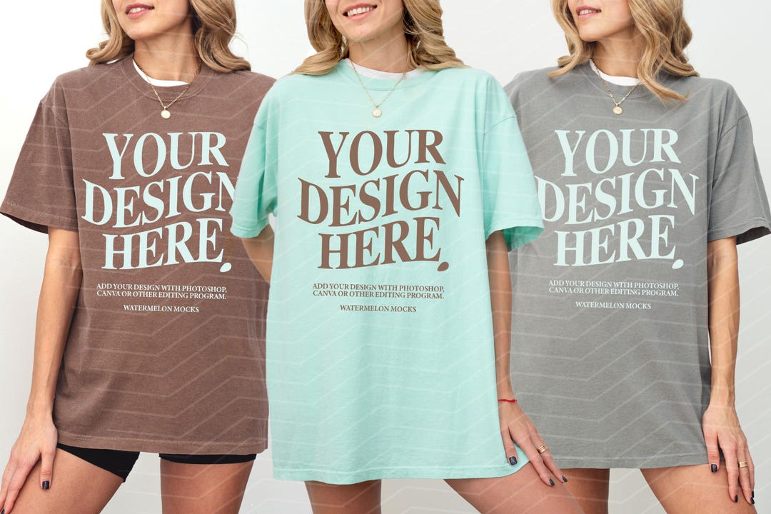 Group T-shirt Mockup Comfort Colors C1717 Ivory Island Reef Mockup ...