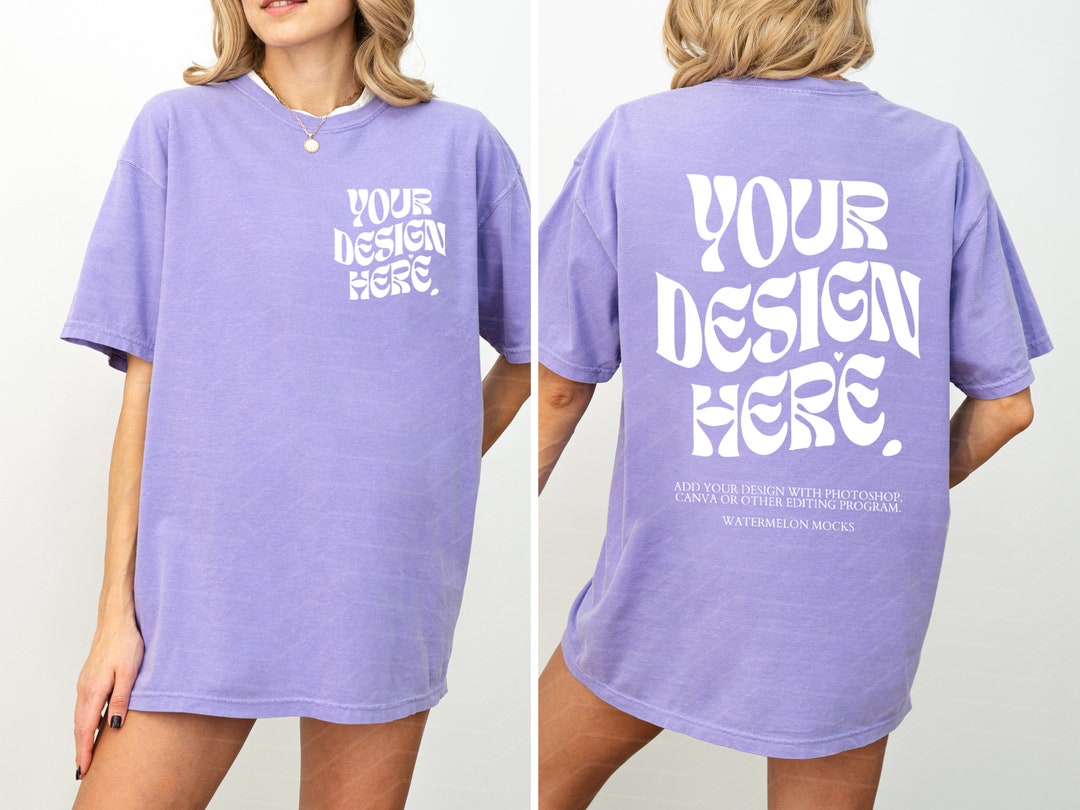 Front and Back Comfort Colors Violet Mockup C1717 Violet Mockup Front ...