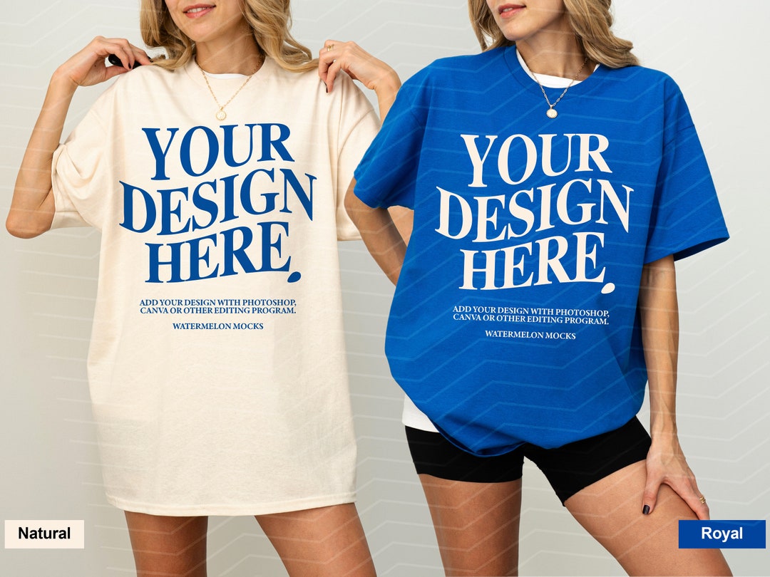 Couple Gildan 5000 Natural Royal Mockup Gildan 5000 Couple Mockup Gildan Mockup Bach Mockup ...