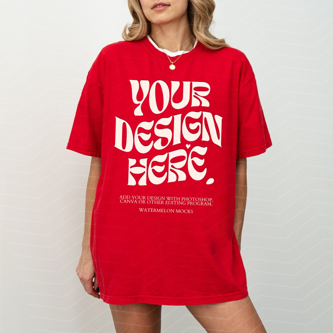 Comfort Colors Mockup Red Mockup C1717 Red Mockup Oversized Tshirt ...
