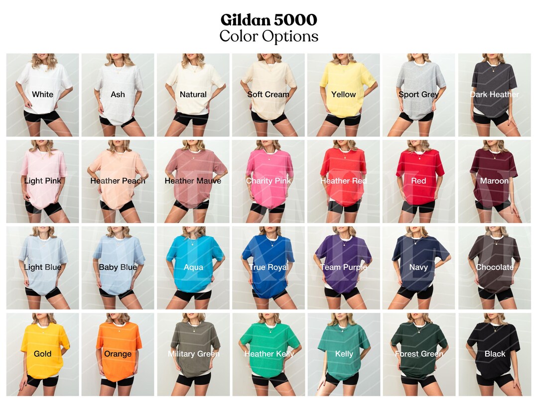 Gildan 5000 Color Chart PNG Digital Download Mockup Color Palette Color ...
