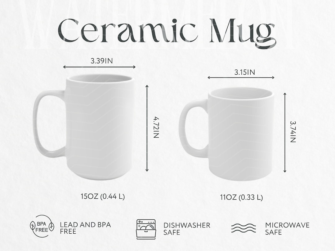 Ceramic Mug Size Chart White Mug Care Card 11oz Mug Mockup Printify Mug ...