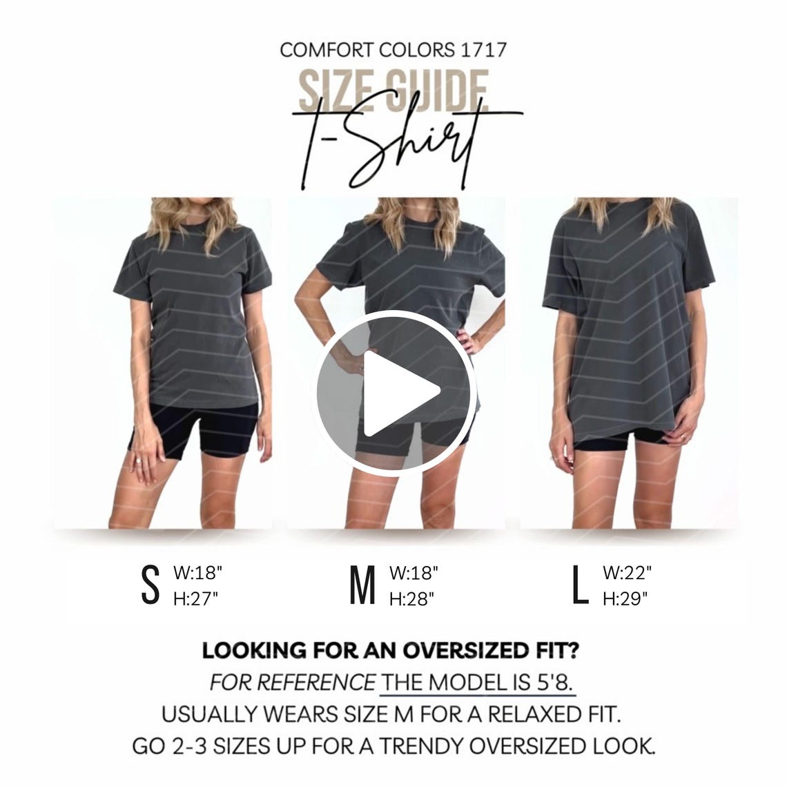 Comfort Colors C1717 Video Size Guide Printable Sizechart Video Size ...