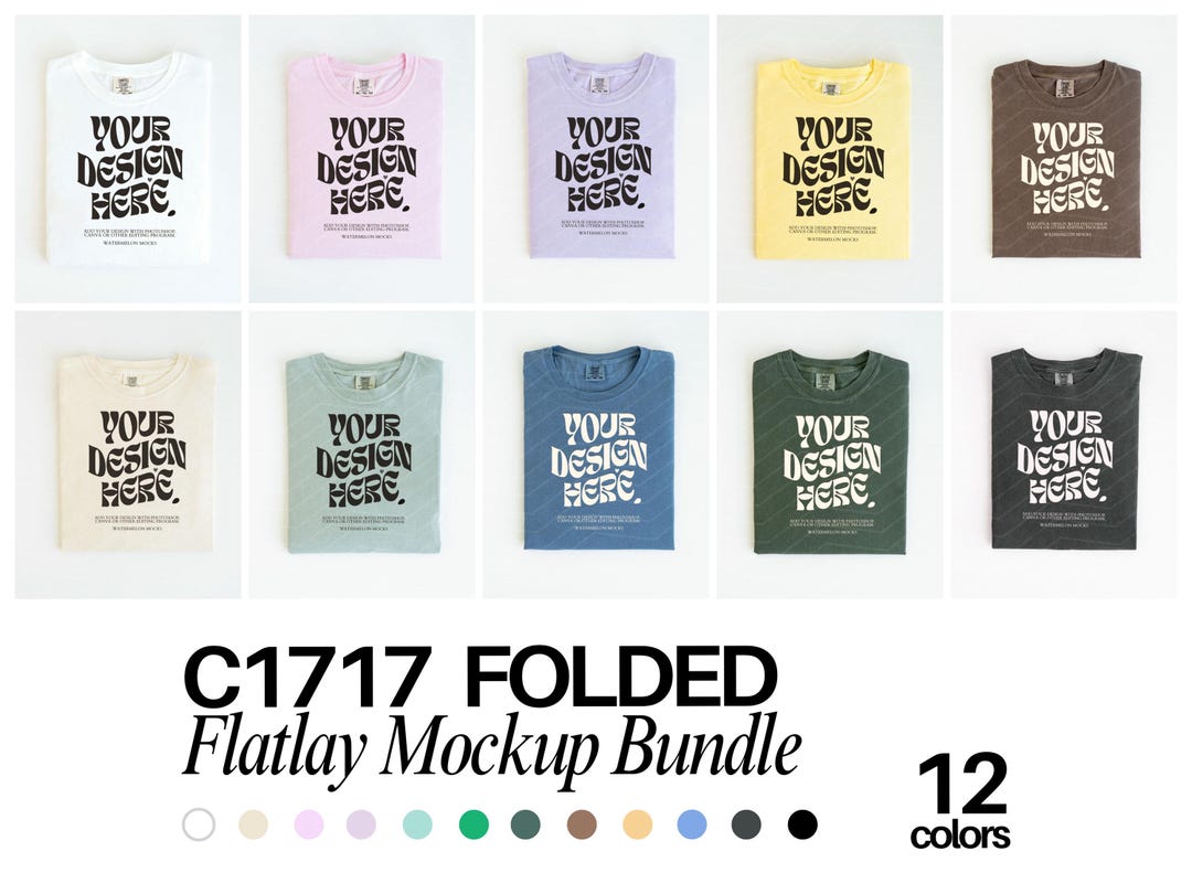 Comfort Colors 1717 Mockup Bundle Folded Flat Lay Mockup Bundle Comfort ...