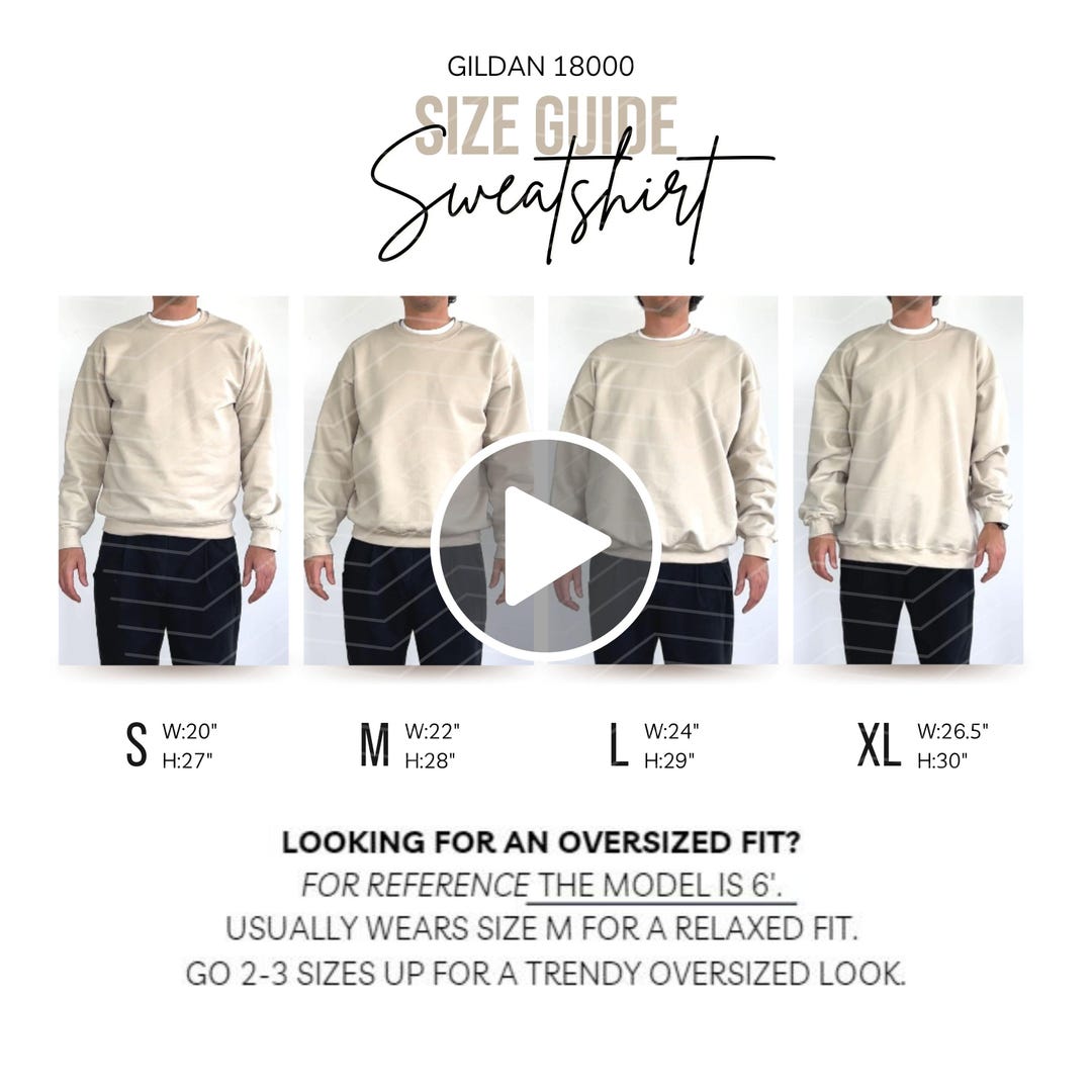 Gildan 18000 Male Video Size Guide Video Sizechart Man Video Size Guide ...
